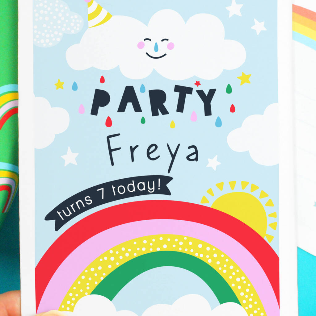 Personalised Birthday Card Rainbow Greeting Card By Paper Joy ...
