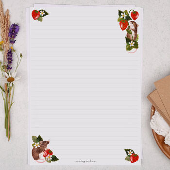 A4 Letter Writing Paper With Mice And Strawberries By Making Meadows ...