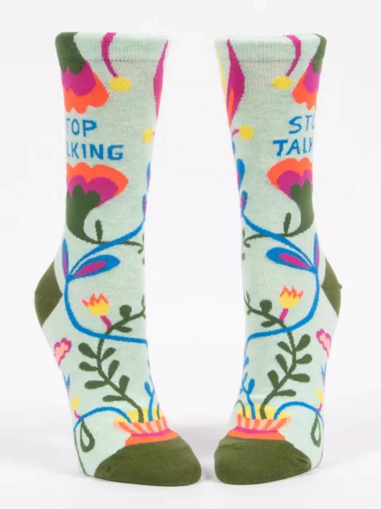 Ladies 'Stop Talking' Floral Socks By Heliotique