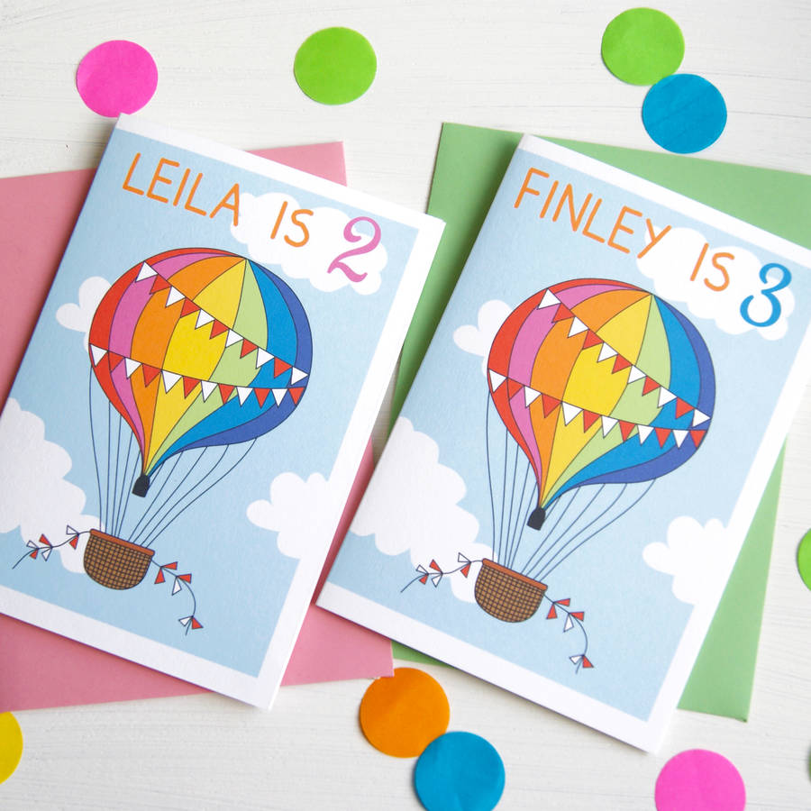 rainbow balloon personalised birthday card by superfumi ...