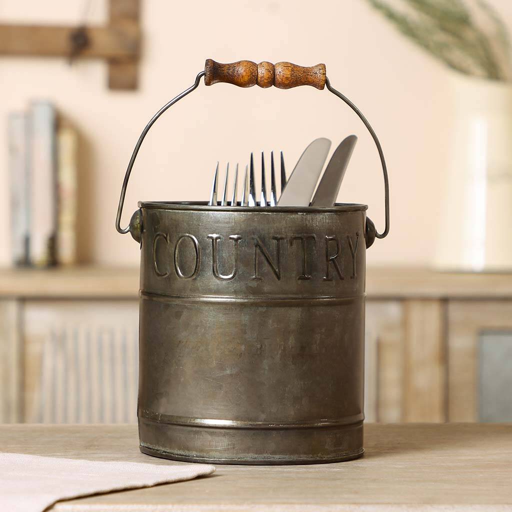 Country Kitchen Cutlery Caddy Bucket By Dibor | notonthehighstreet.com