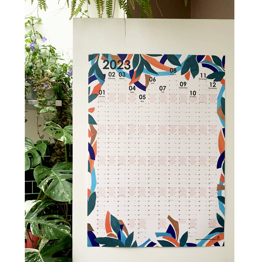 2023 Botanical Design Wall Planner, Portrait Calendar By Hot House ...
