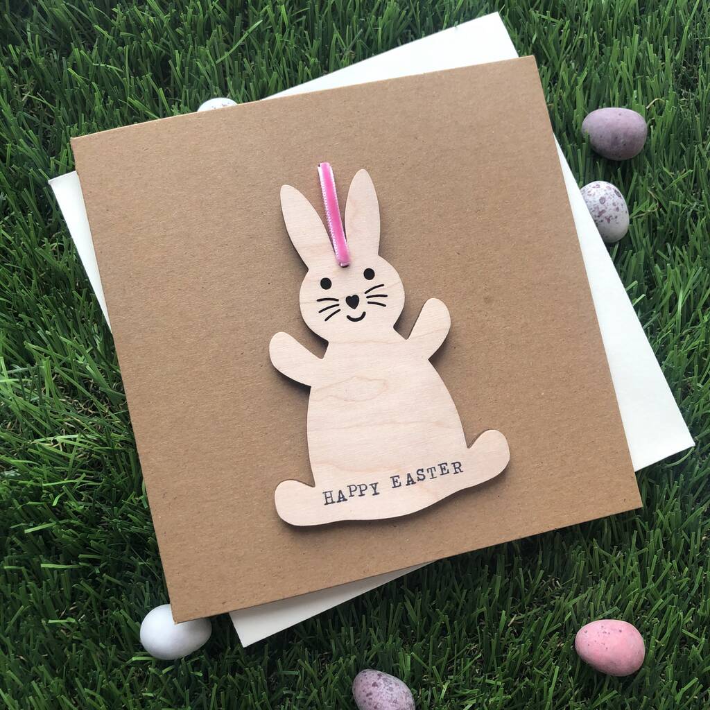happy easter rabbit keepsake decoration card by alphabet bespoke ...