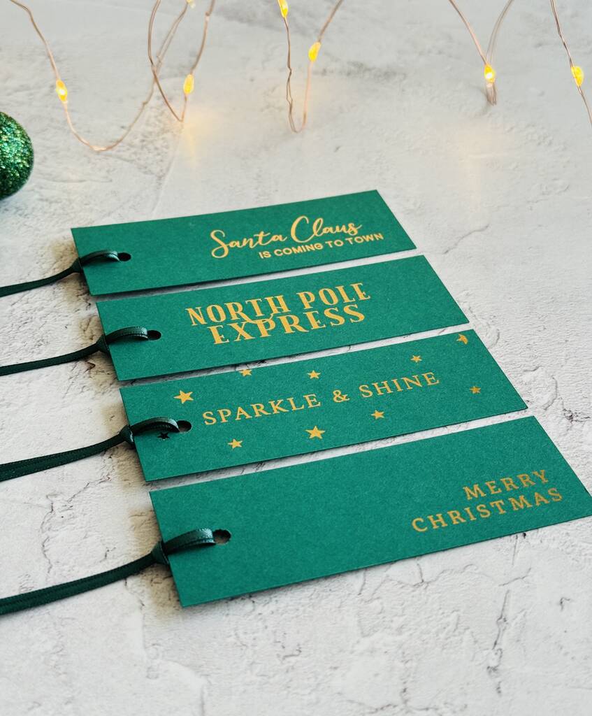 Christmas Gift Tags Green With Gold Foil Set Of Four By Paper Here ...