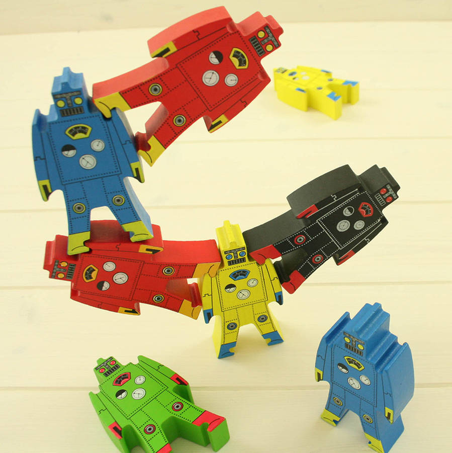 wooden stacking robots by when i was a kid | notonthehighstreet.com