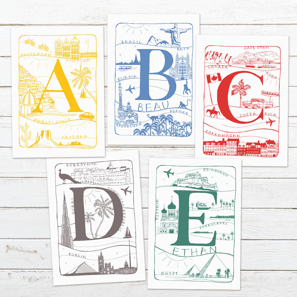 personalised little explorer nursery letter print by places & spaces ...