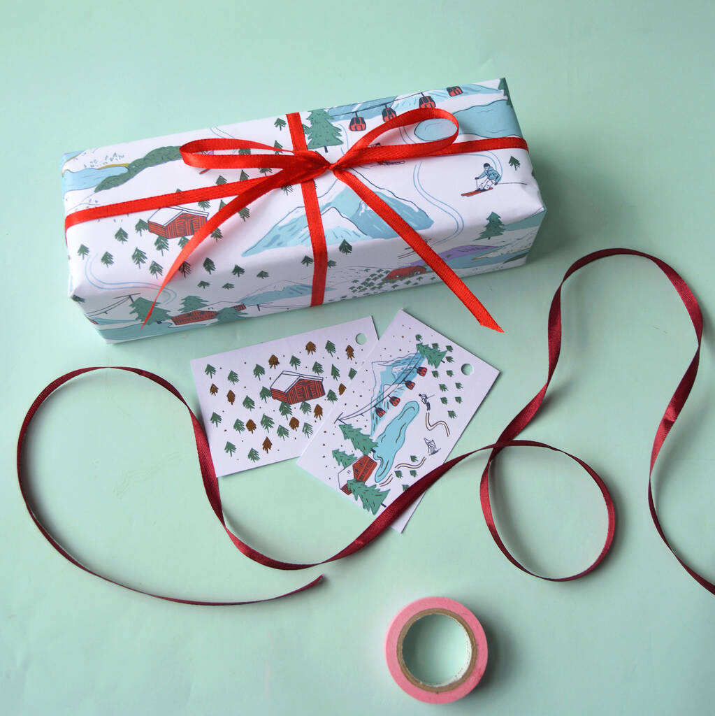 Alpine Ski Scene Wrapping Paper By Laura Barnes | notonthehighstreet.com