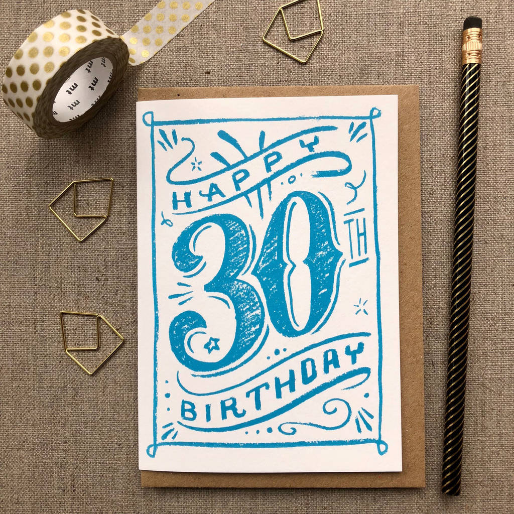 30th Birthday 30th Card Blue Chalk By Have A Gander 