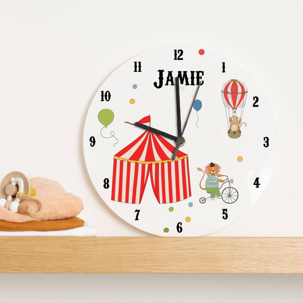 Circus Themed Personalised Bedroom Clock By Funky Laser ...