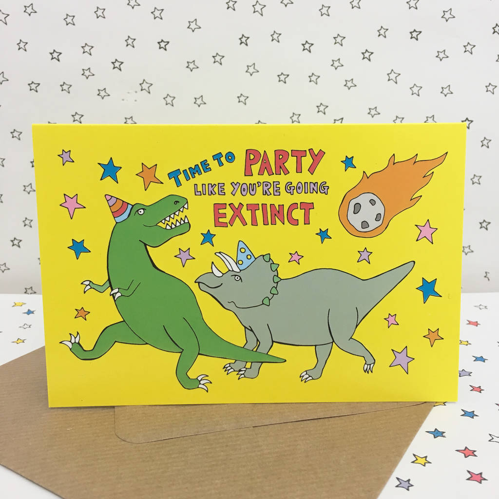 Dinosaur Birthday Card Funny Birthday Card By Ladykerry Illustrated 