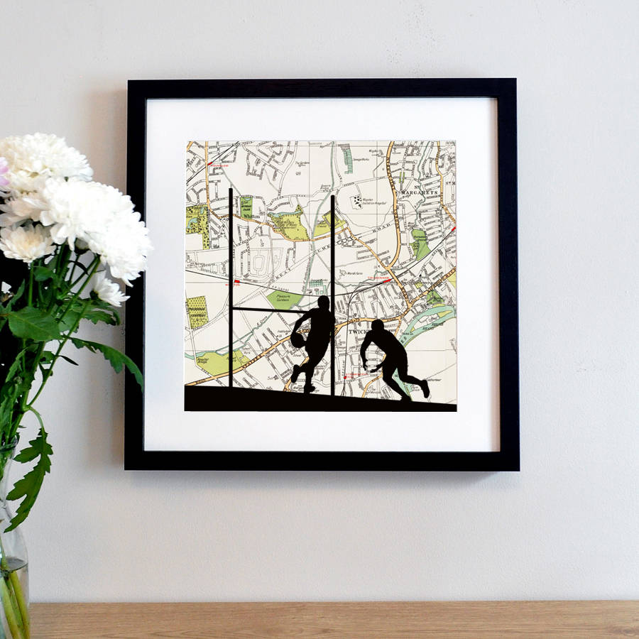 personalised rugby map print by atlas & i | notonthehighstreet.com