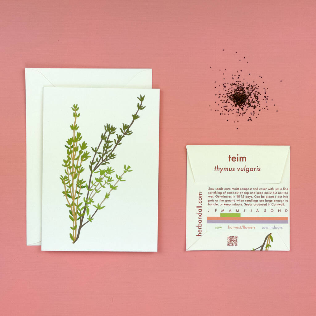 Teim Welsh Greeting Card With Thyme Seeds By herb & all