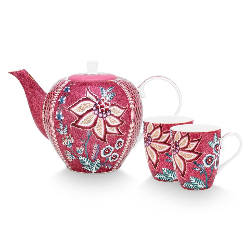 Flower Festival Tea Set Dark Pink By Bell & Blue