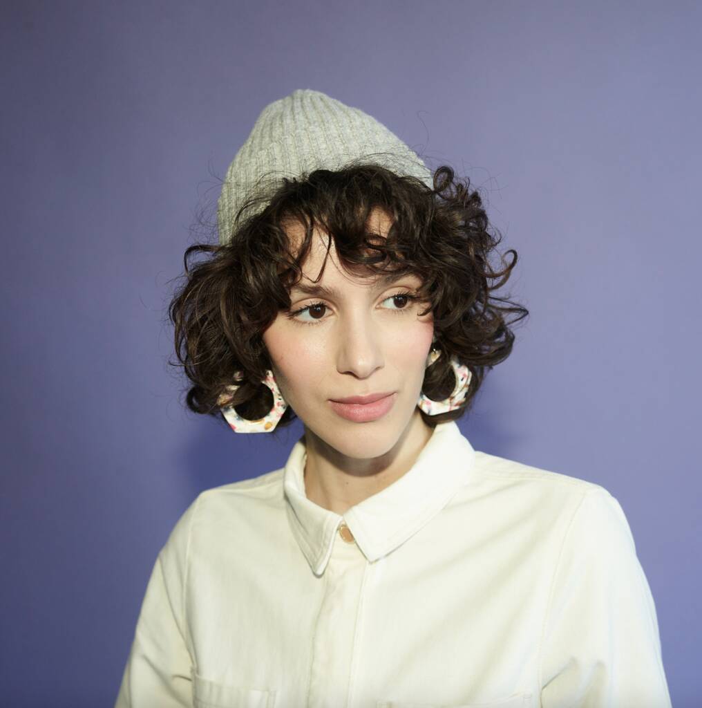 Miss Pompom Grey Wool Ribbed Beanie By Lowie