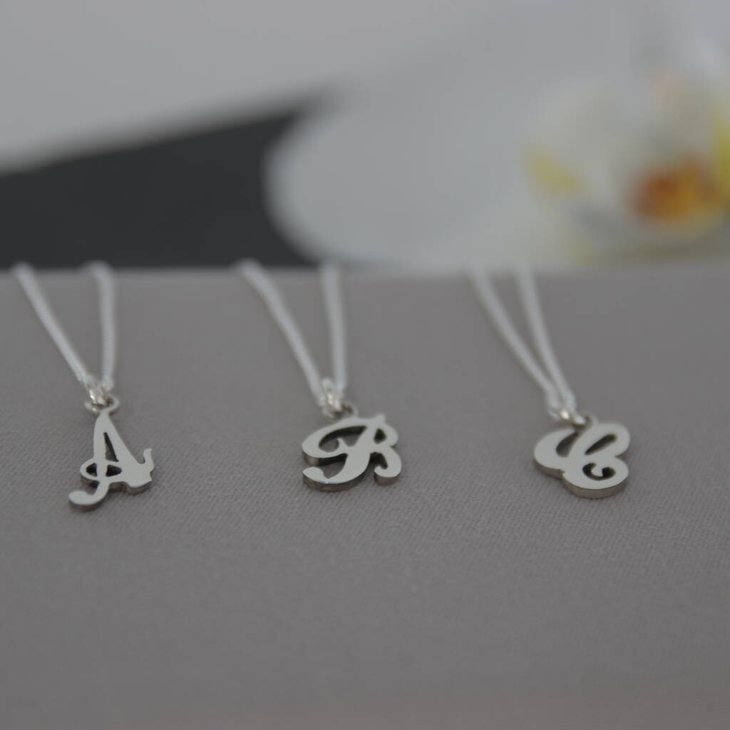 Sterling Silver Initial Necklace In A Romantic Script By Tales From The ...