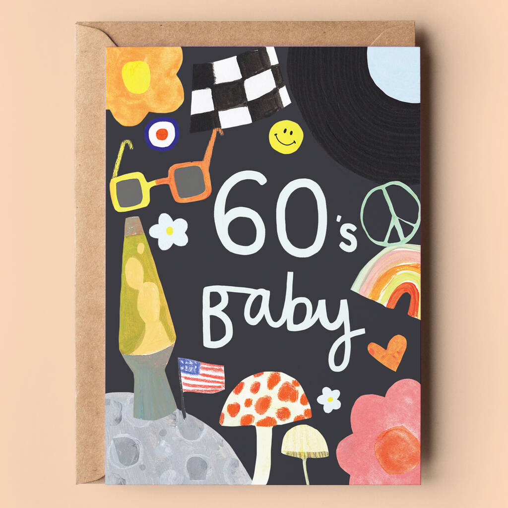 60's Baby Birthday Card By Darcie Olley