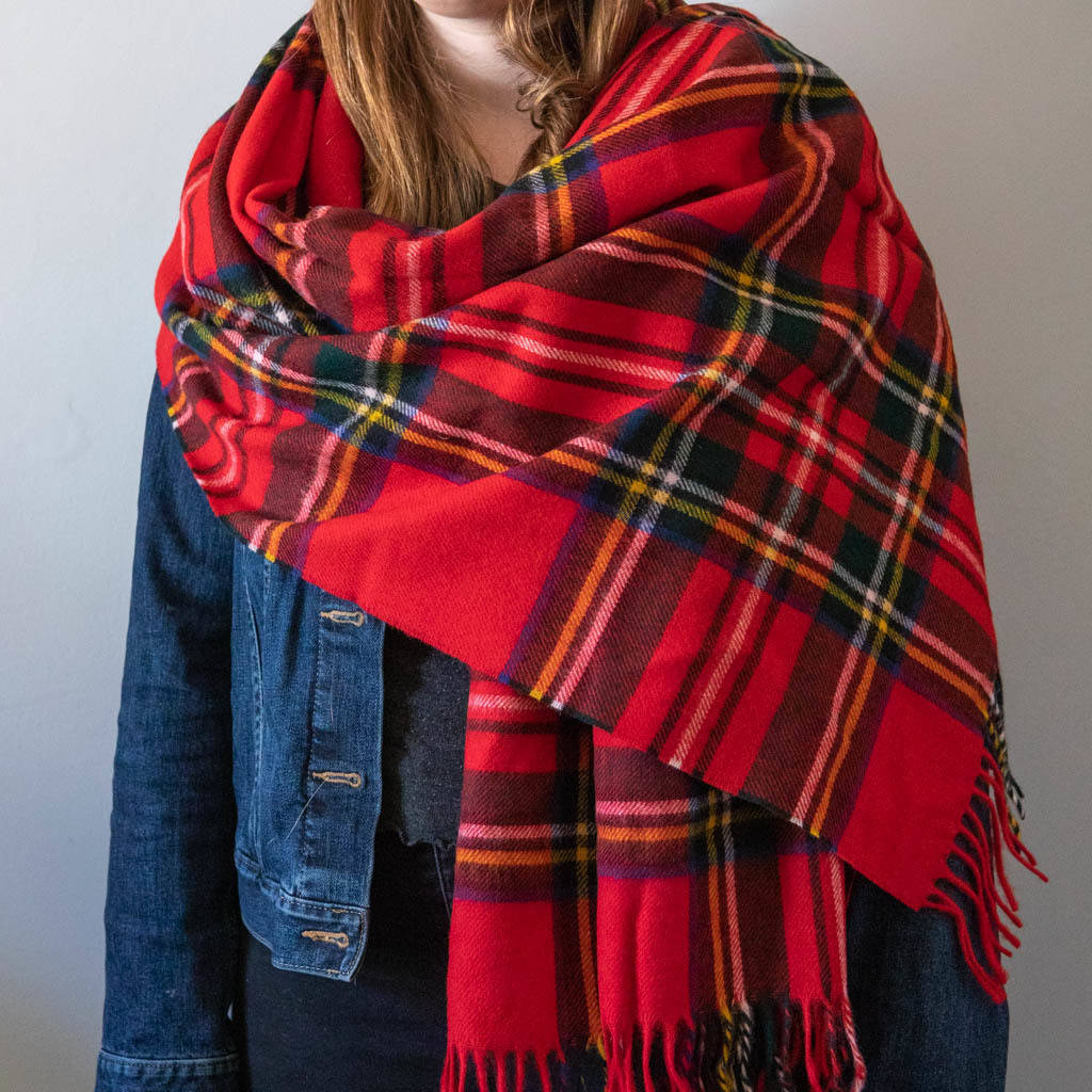 merino lambswool extra wide tartan scarves by lily&kirkby ...