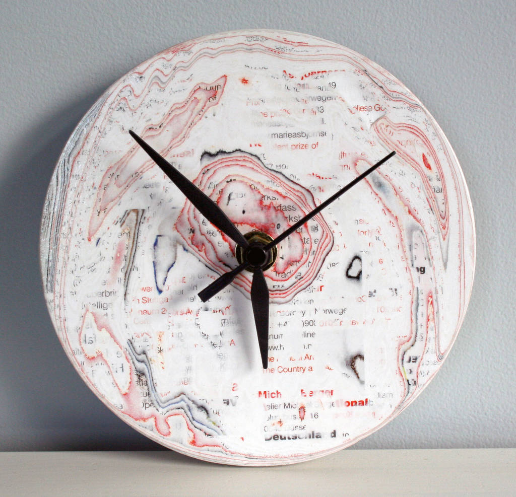 Recycled Paper Clock Orange And White By Paperwork | notonthehighstreet.com