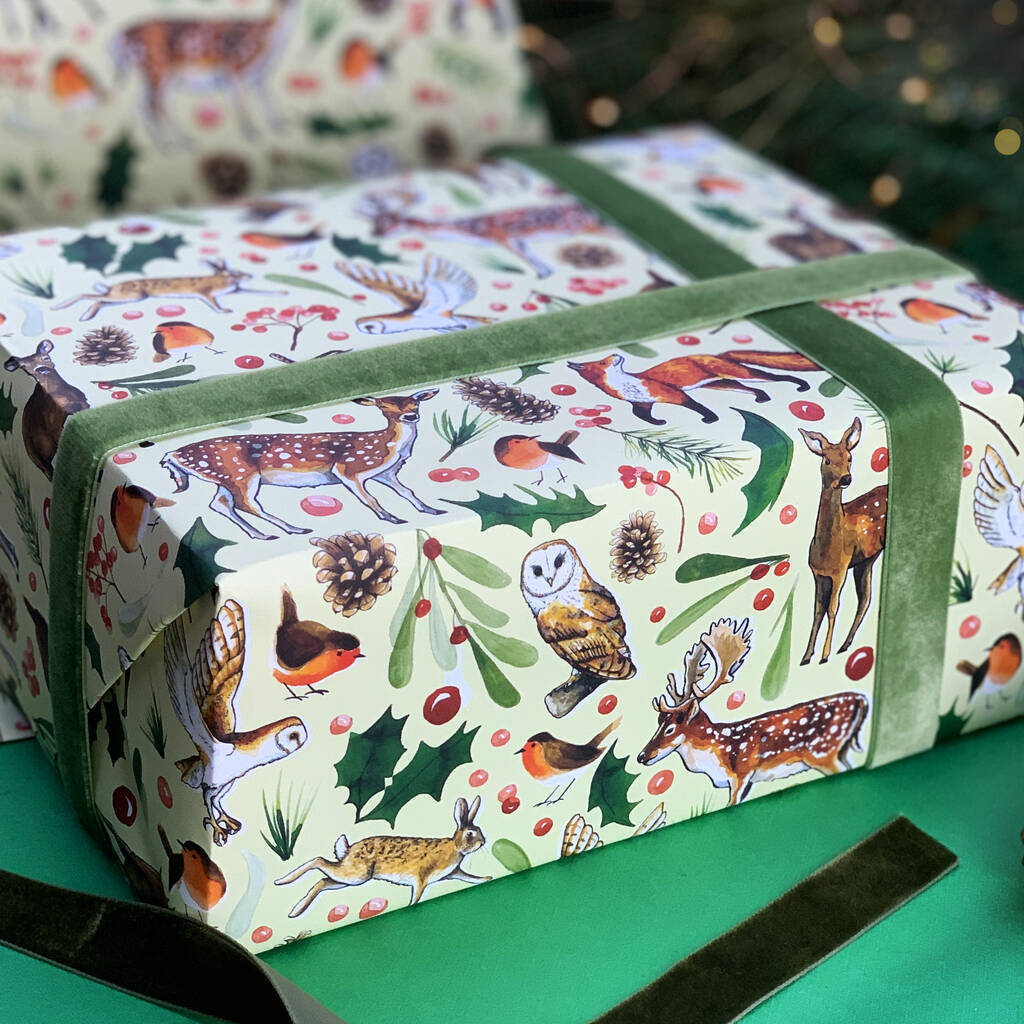 Woodland Animals Christmas Gift Wrap By Alexia Claire ...