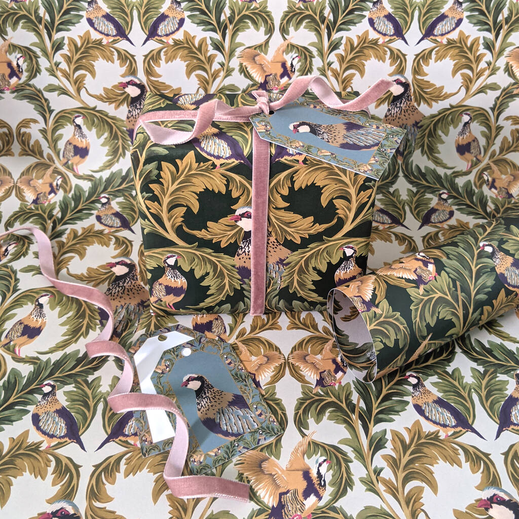Christmas Wrapping Paper Set Partridge Design By Tuppence Collective ...
