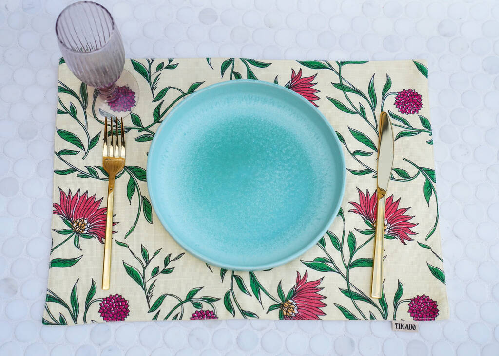 Firdos Floral Placemats Set Of Two By Tikauo | notonthehighstreet.com