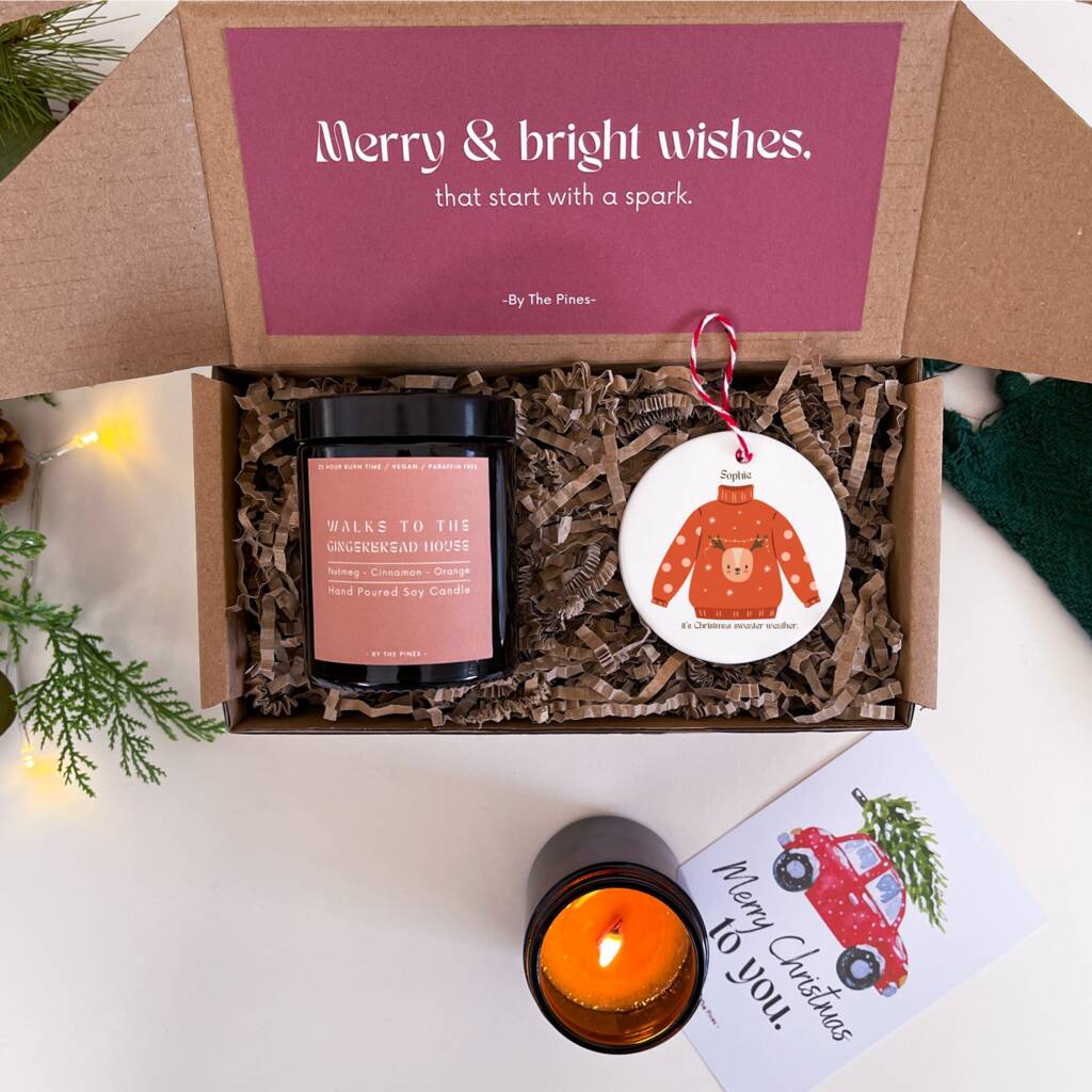 Personalised Sweater Weather Christmas Candle Gift Set By By The Pines