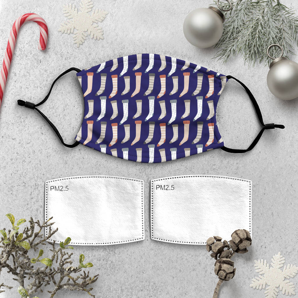 Xmas Stocking Washable, Reusable Filtered Face Mask By Mbt Studio ...