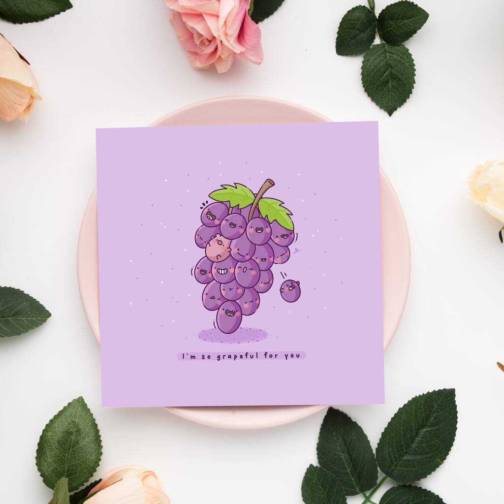 Cute Grapes Greetings Card By Toastedink