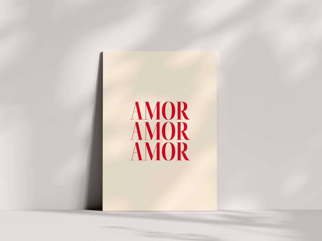 Amor Amor Amor French Typography Poster By Bhambina Party & Crafts