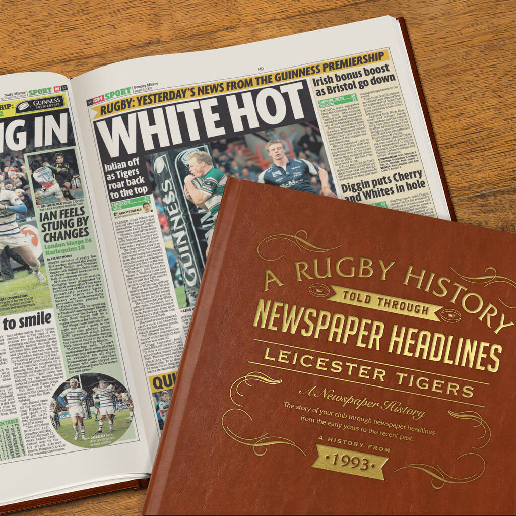 Leicester Tigers Personalised Rugby Newspaper Book By Historic ...