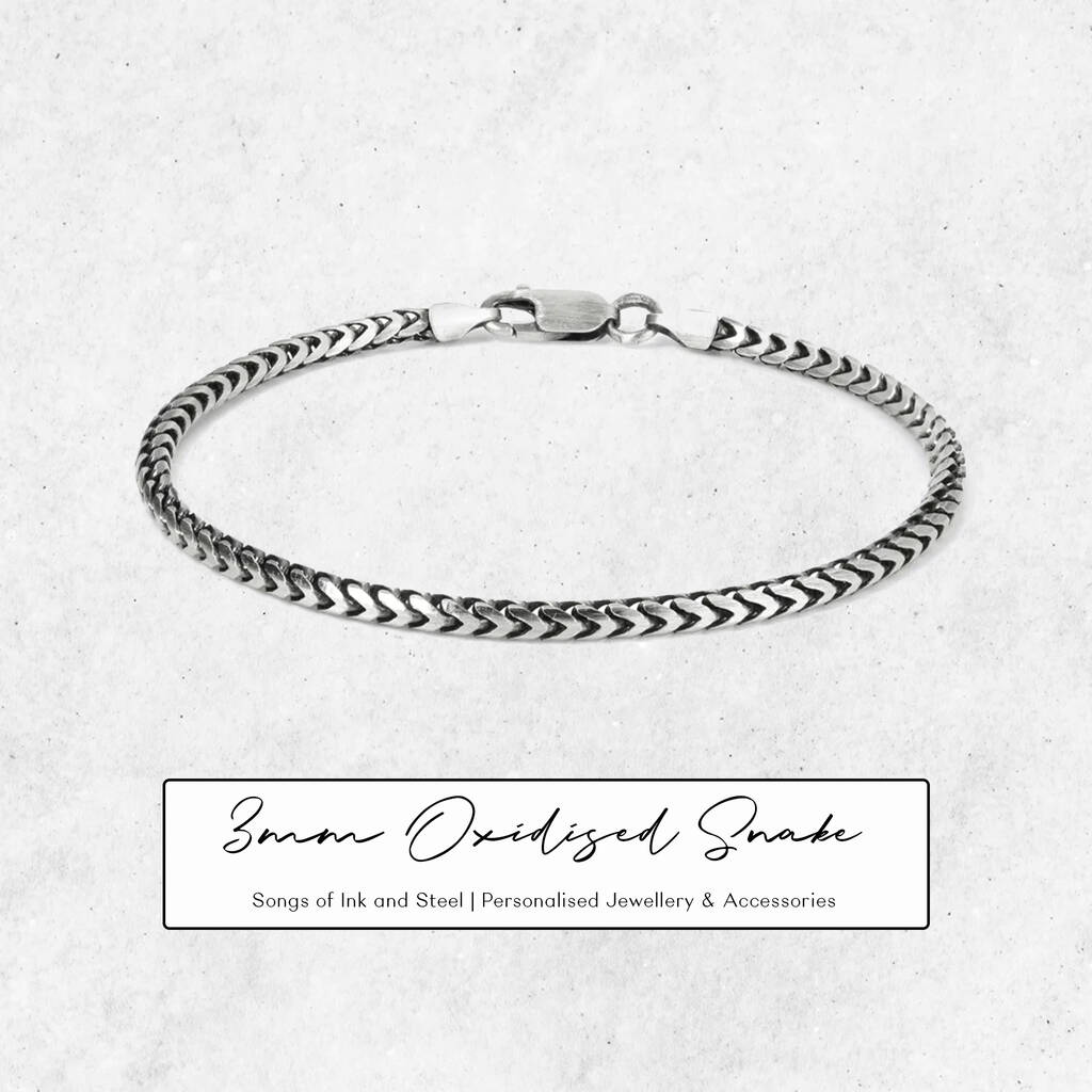 Snake Chain Bracelet In Oxidised Sterling Silver By Songs of Ink and ...