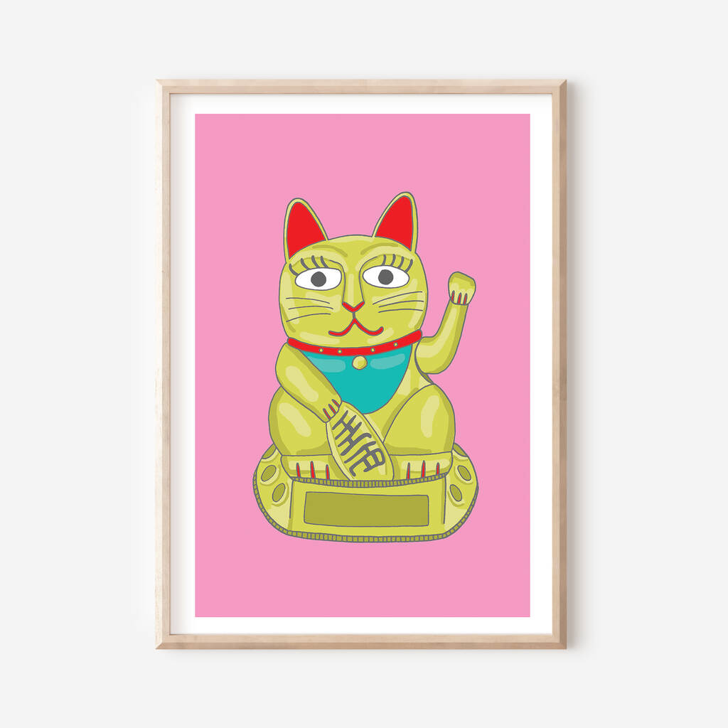 Lucky Chinese Cat Art Print By you've got pen on your face