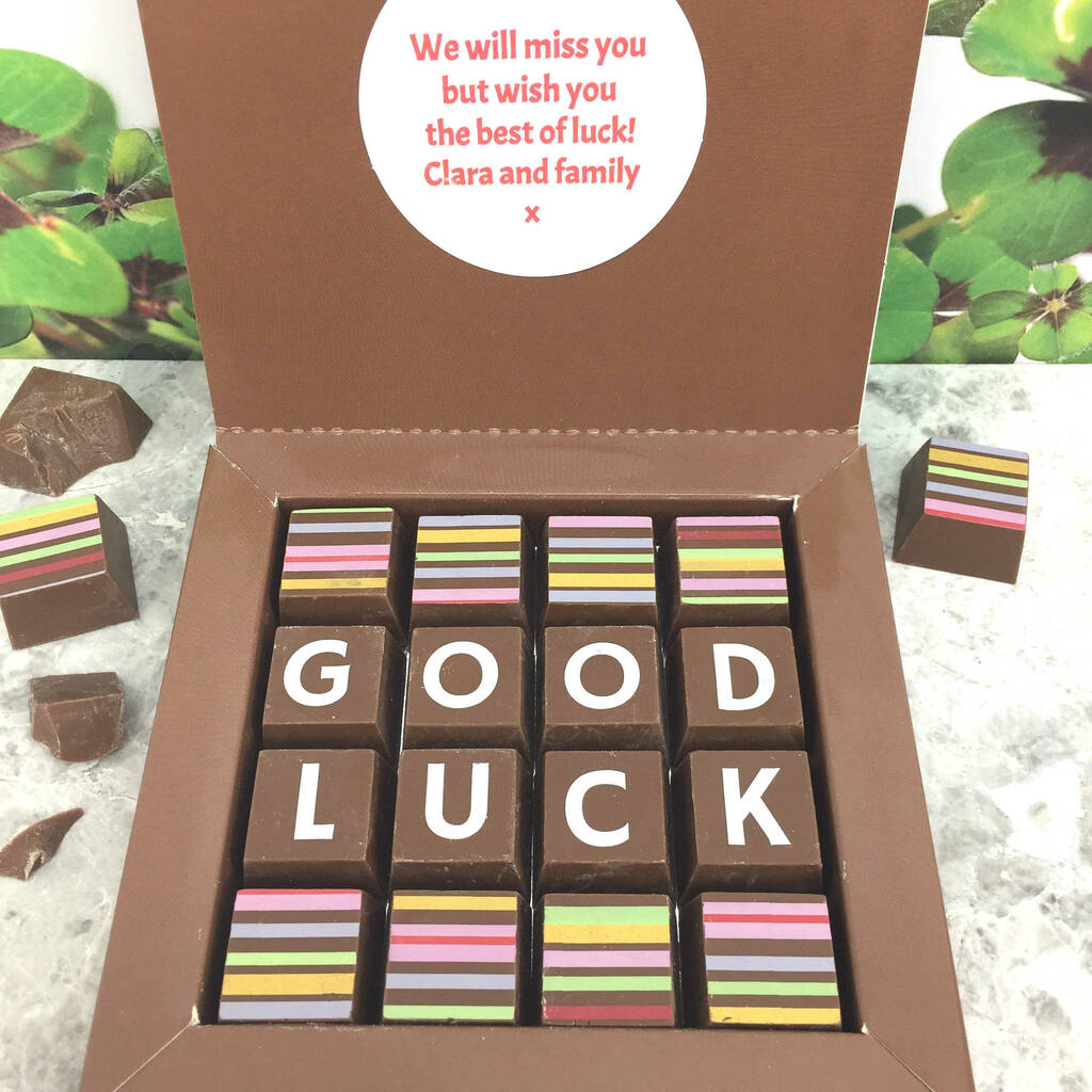 Personalised Message Good Luck Chocolates By Cocoapod Chocolates ...