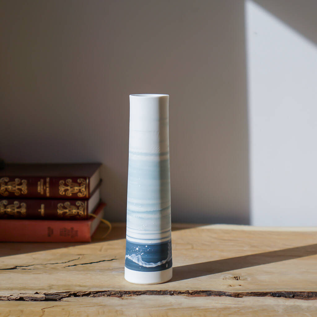 Handmade Seascape Porcelain Stem Vase By Steve Smith Ceramics ...