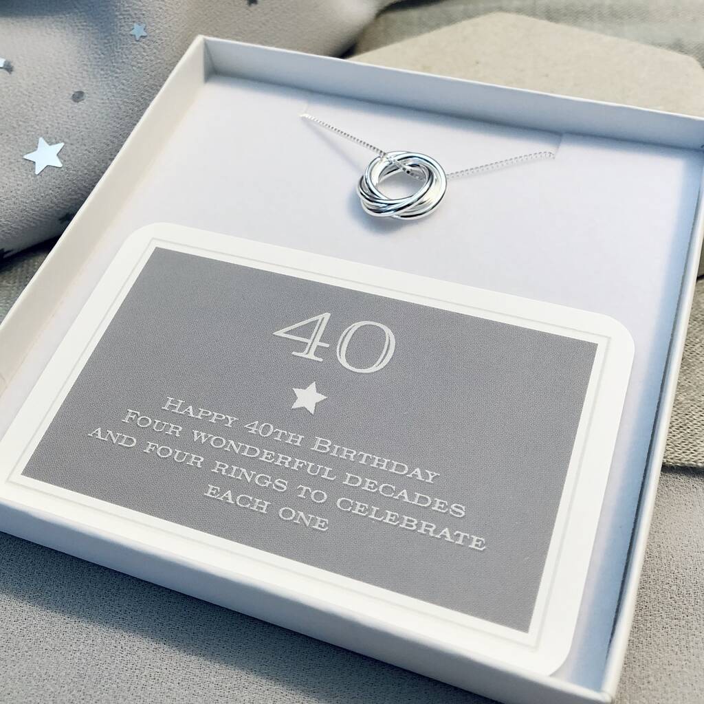 40th Birthday Sterling Silver Rings Necklace By My Posh Shop ...