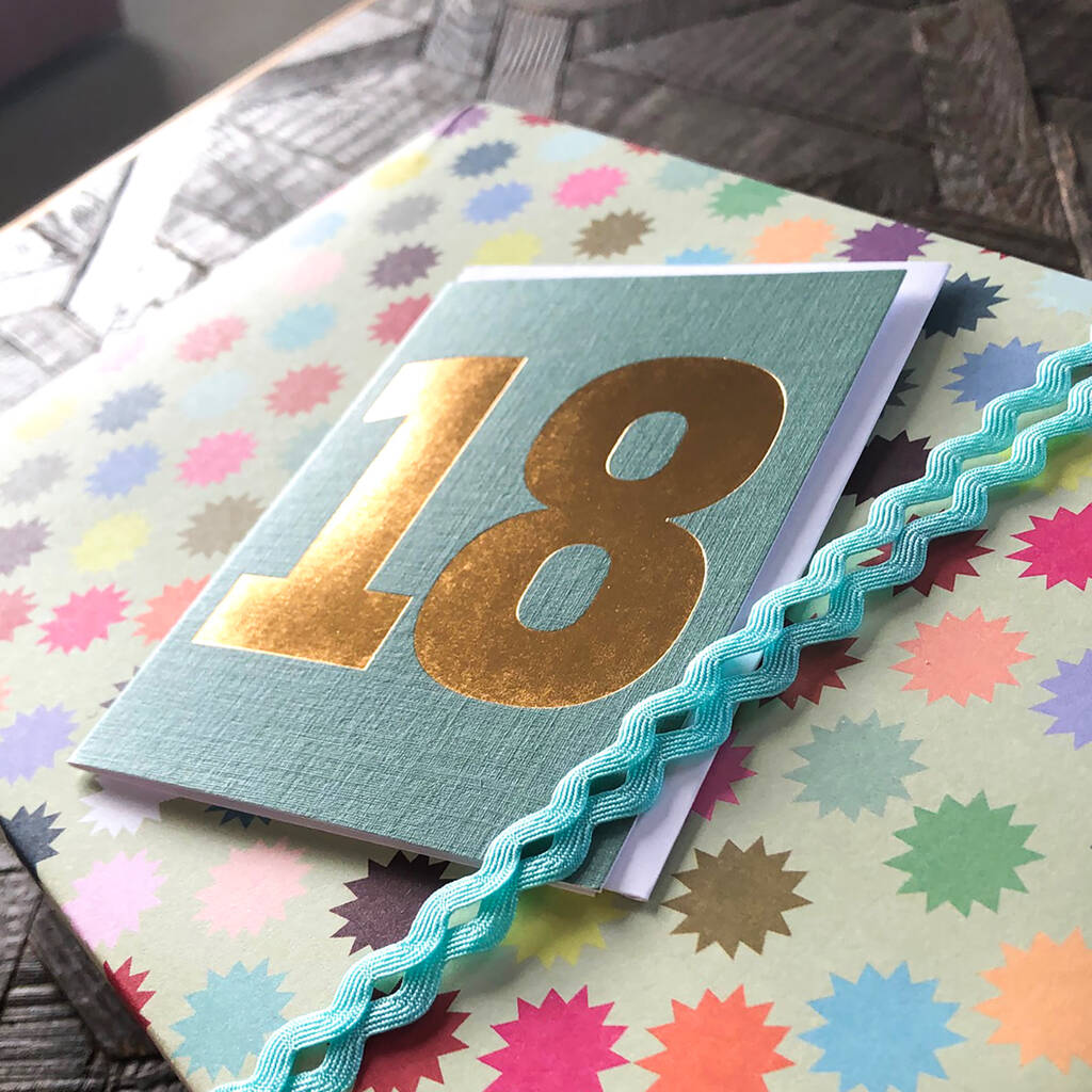 Mini Gold Foiled Number Eighteen Card By Kali Stileman Publishing