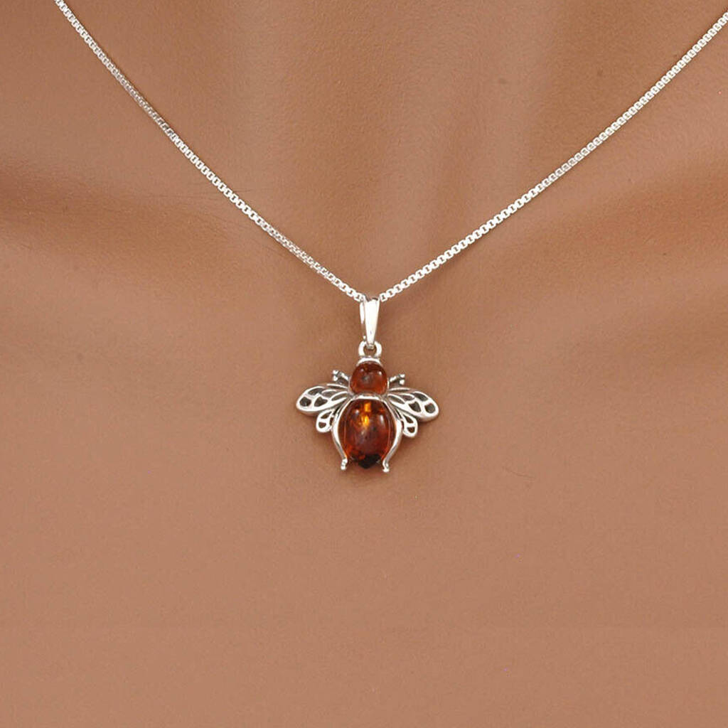 Baltic Amber Bumble Bee Necklace In Sterling Silver By Songs of Ink and ...