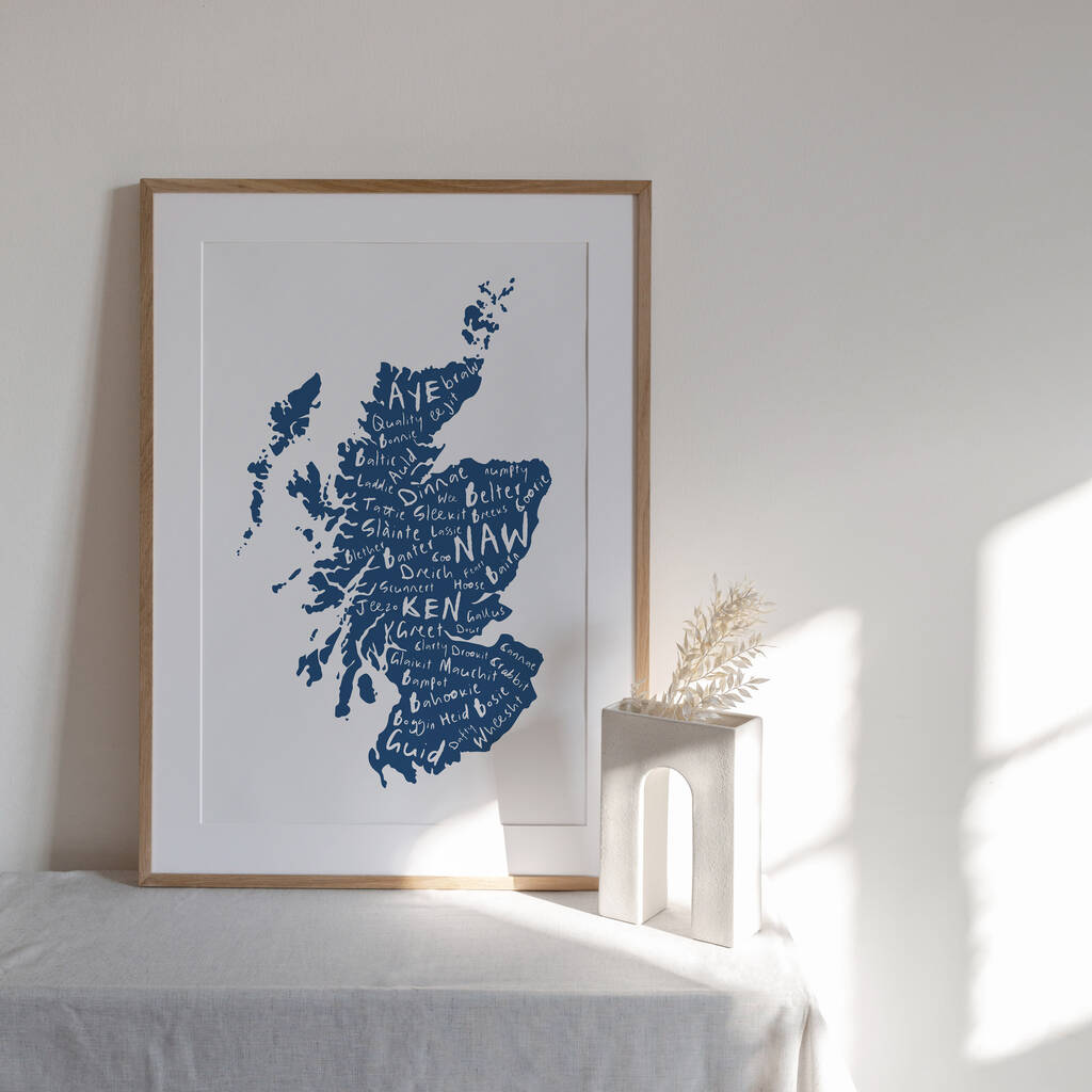Scotland Map Print With Funny Scottish Words By Scottish Print Co ...