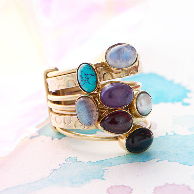 Opaline Rainbow Gemstone Stacking Ring By Charlotte's Web Jewellery ...
