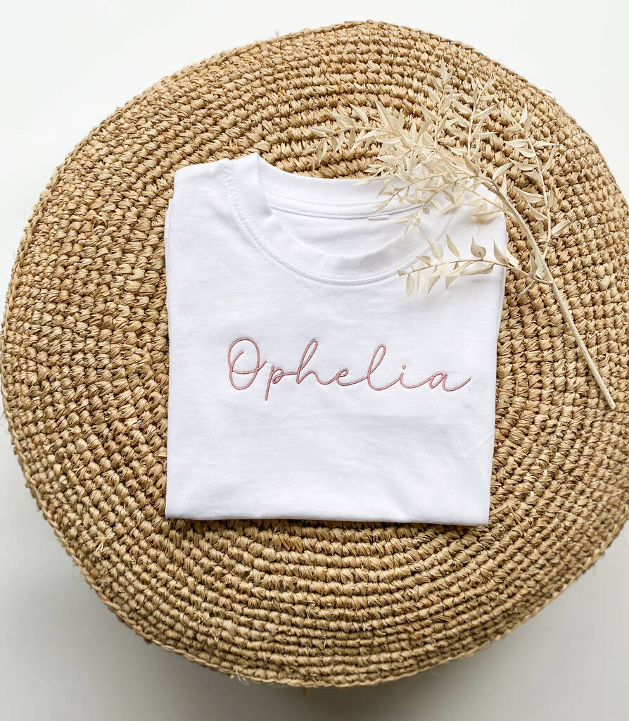 Personalised Name Embroidered T Shirt By Minni | notonthehighstreet.com