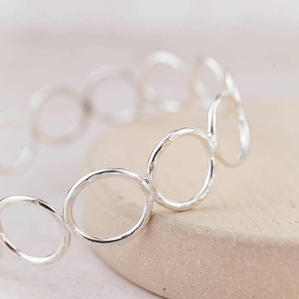 Sterling Silver Circle Link Bangle By Lucy Kemp Silver Jewellery