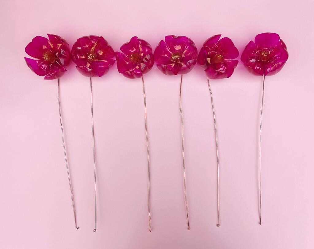 Hot Pink Bouquet Recycled Plastic Bottle Flowers By Aimee Maxelon Art