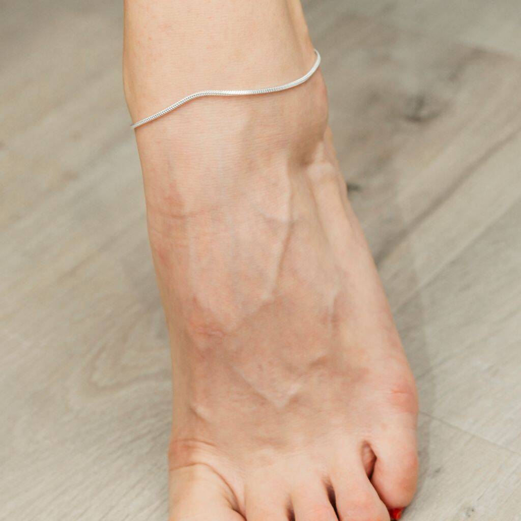 Sterling Silver Slim Minimalistic Snake Chain Anklet By Sparkling Aura