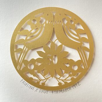 Framed Golden Wedding Personalised Paper Cut By Caroline Rees ...