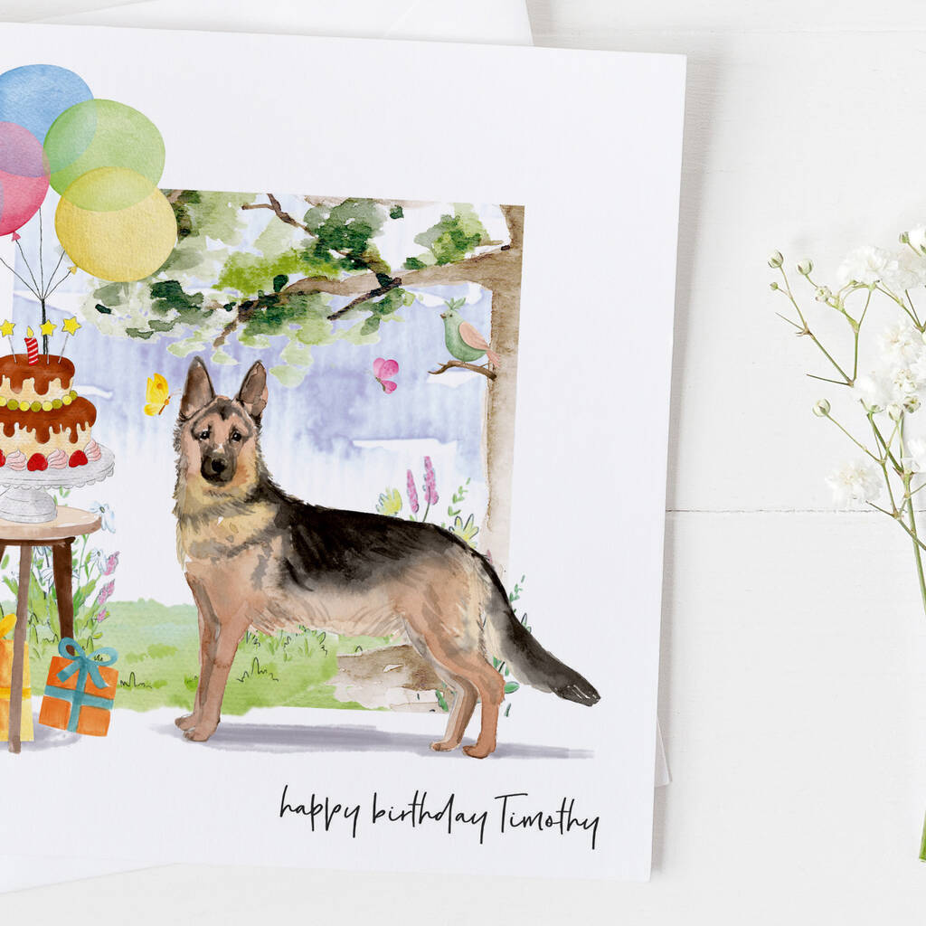 German Shepherd Dog Birthday Card Pet Card 7v5a By The Wrapping 