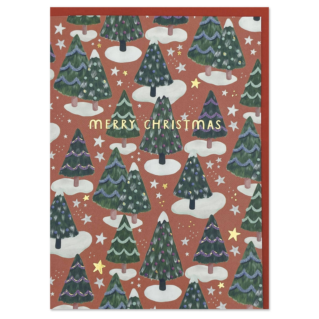 'Merry Christmas' Snowy Tree Christmas Card By Raspberry Blossom