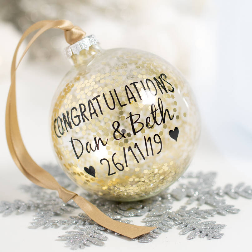Personalised Engagement Christmas Bauble By Bubblegum Balloons ...