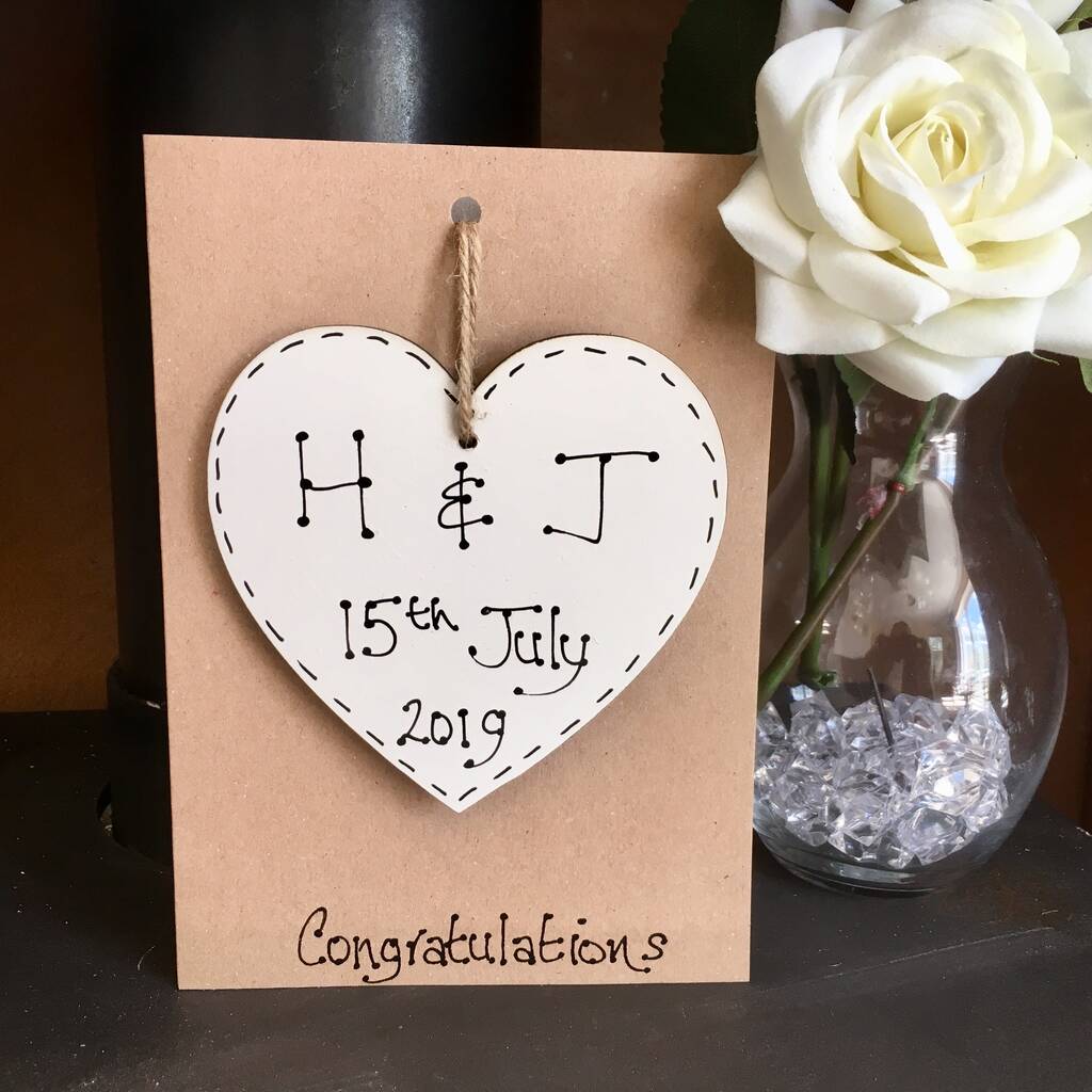 wooden keepsake card personalised engagement heart by craft heaven ...