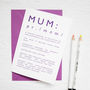 Definition Of Mum Funny Mothers Day Card By Newton and the Apple ...