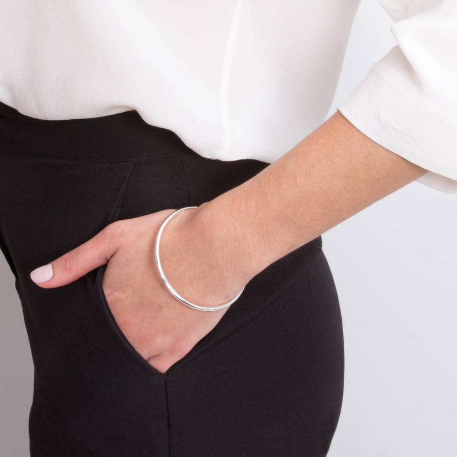 personalised women's silver bangle by hersey silversmiths ...